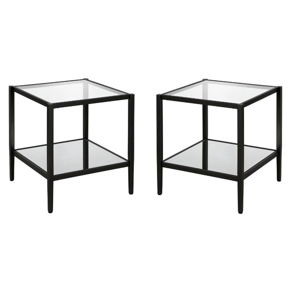 Home Square 20" Metal & Glass Side Table in Blackened Bronze Finish ...