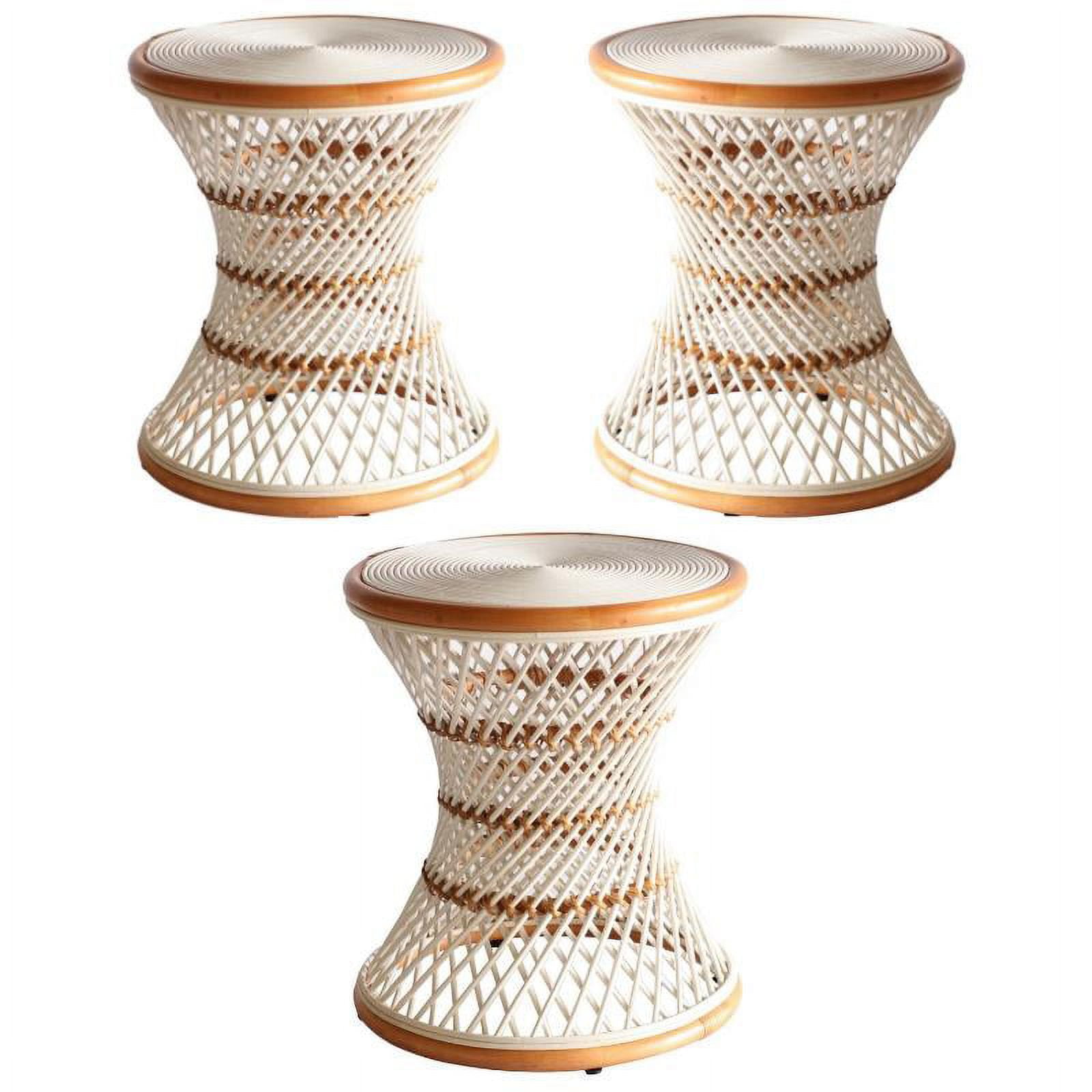 Home Square 20" Modern Round Rattan Stool in White - Set of 3 - Walmart.com