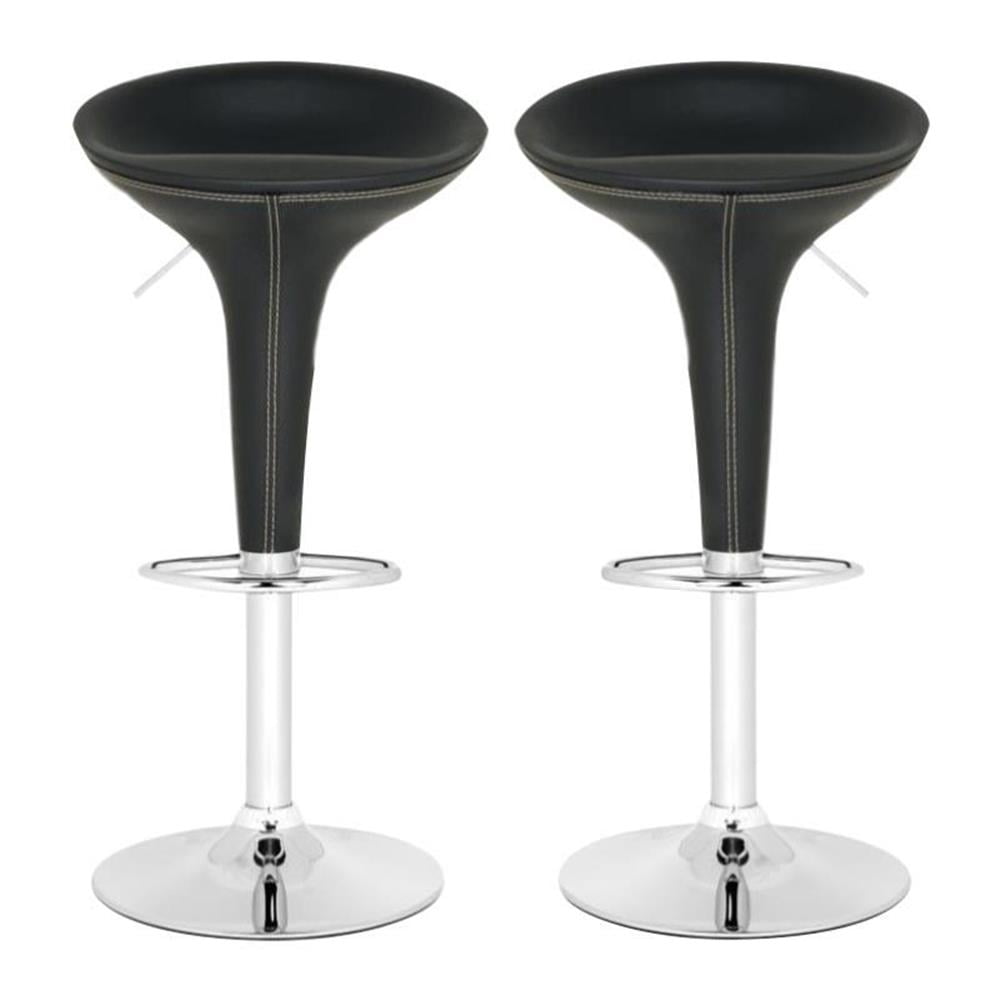 Home Square 22.2"-21.7" Chrome Steel Bar Stool in Black - Set of 2 ...