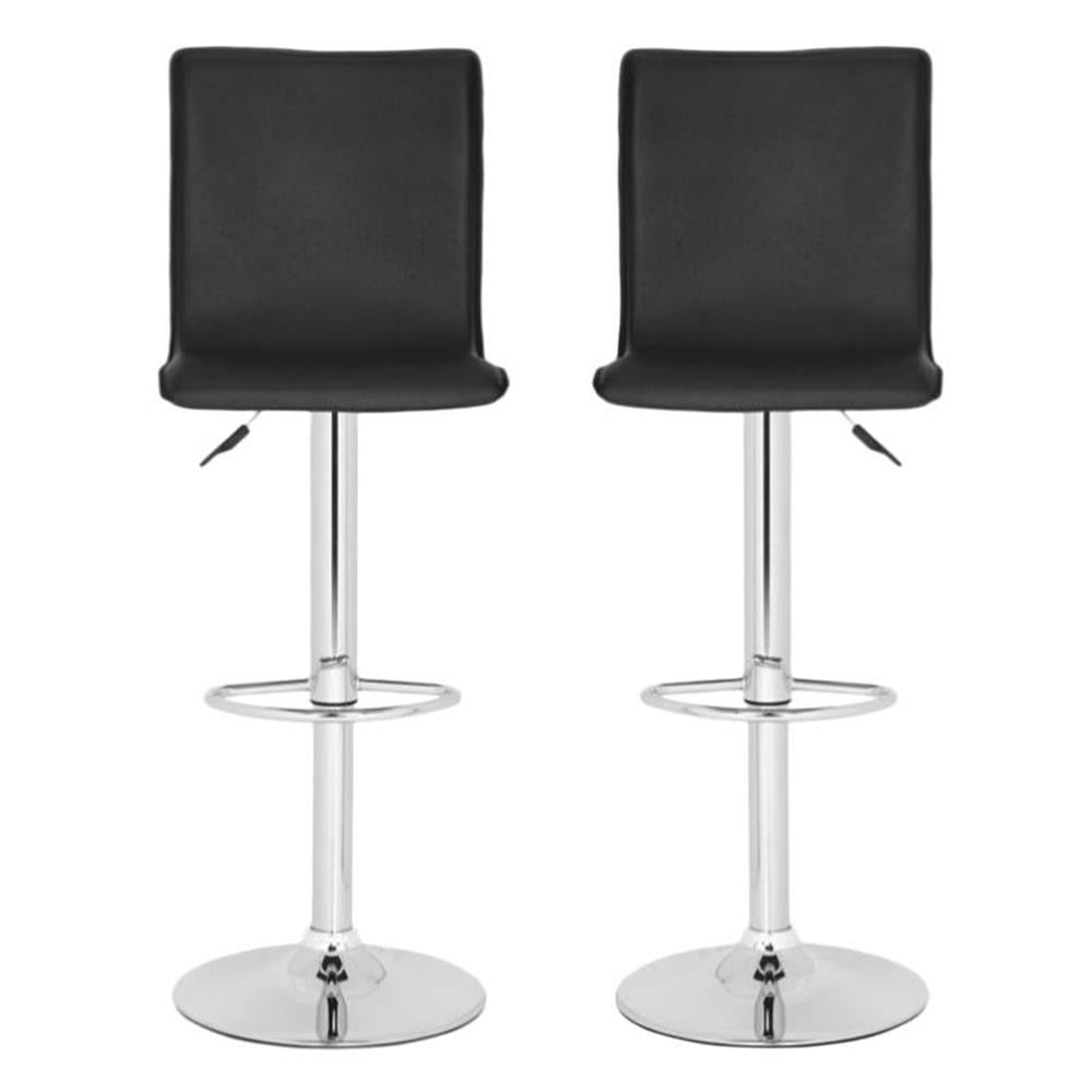 Home Square 22.2"-29.5" Chrome Steel Bar Stool in Black - Set of 2 ...
