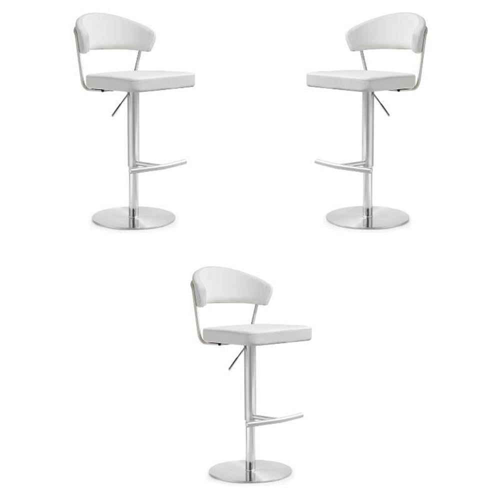 Home Square 22" Contemporary Fabric and MDF Barstool in White - Set of ...