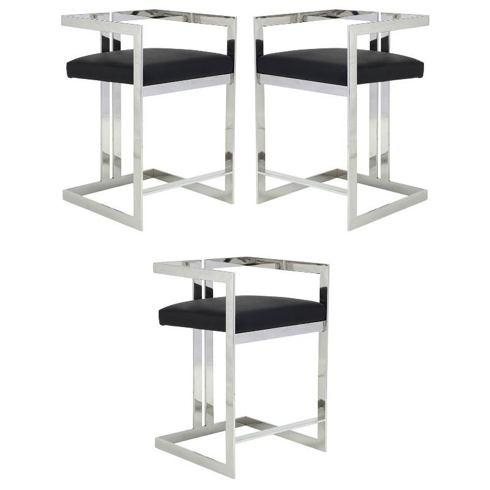 Home Square 23.6" Steel Counter Stool in Black/Silver - Set of 3 ...