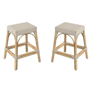 Home Square Wood Backless Counter Stool in White Finish - Set of 3 ...