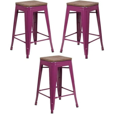 Home Square Backless Metal Swivel Counter Stool in Gray - Set of 3 ...