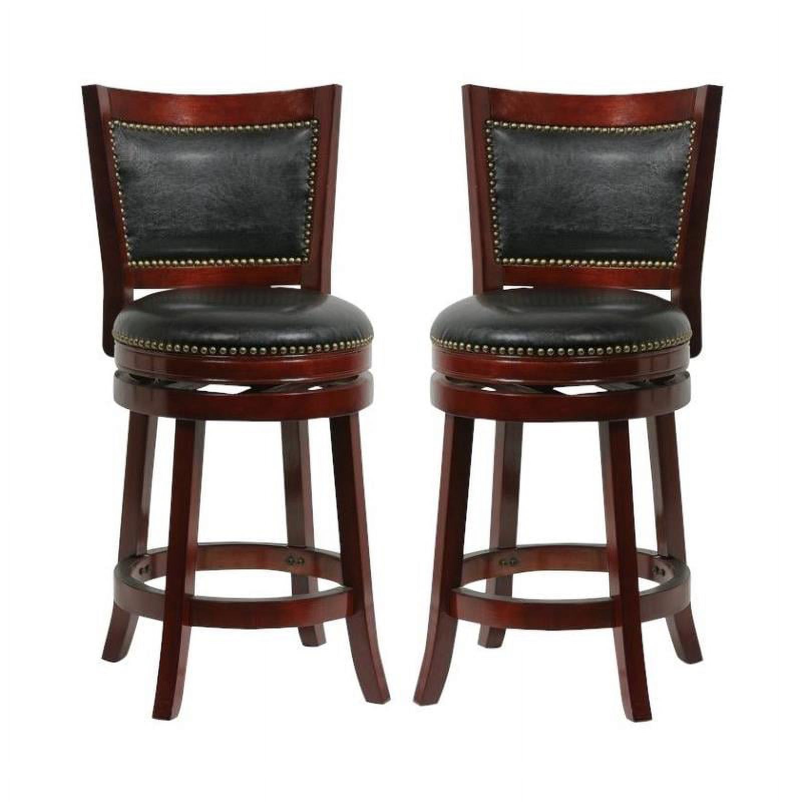 Home Square 24" Bristol Swivel Bar Stool in Cherry - Set of 2 - Walmart.com