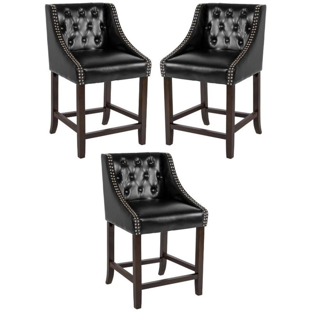 Home Square 24" Counter Stool in Black and Walnut - Set of 3 - Walmart.com