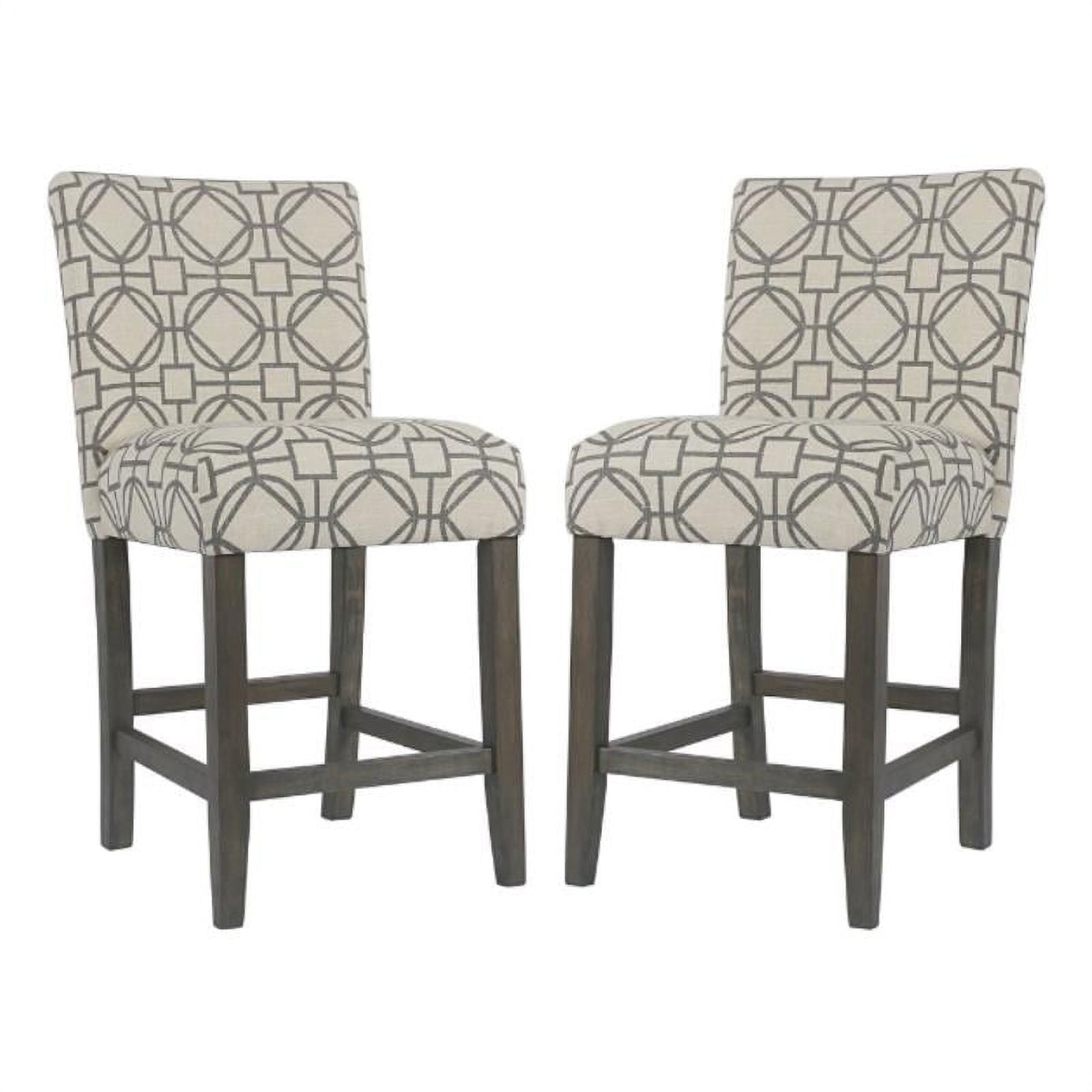Home Square 24" Fabric Parsons Counter Stool in Gray Lattice - Set of 2 ...