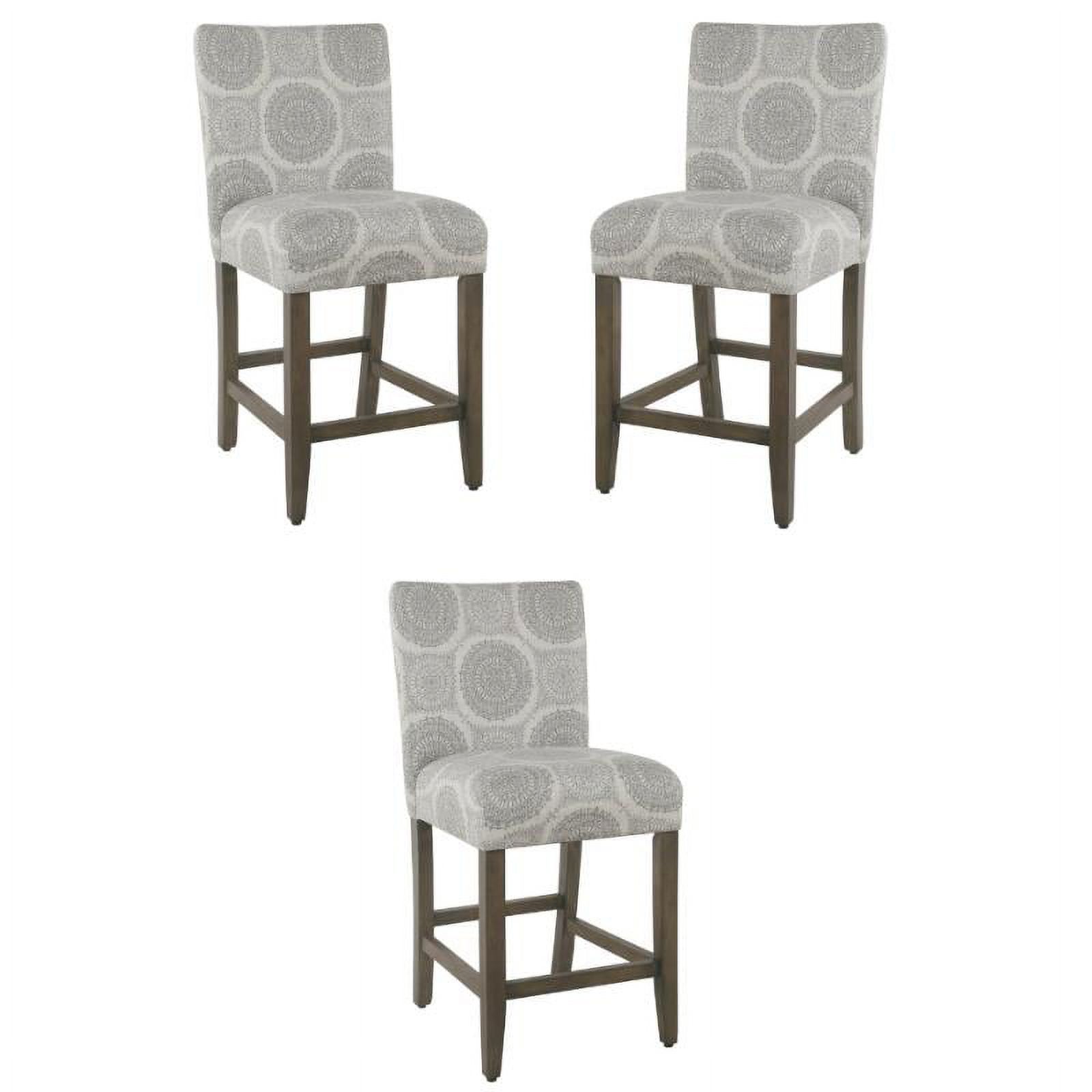 Home Square 24" Fabric Parsons Counter Stool in Gray Medallion - Set of ...