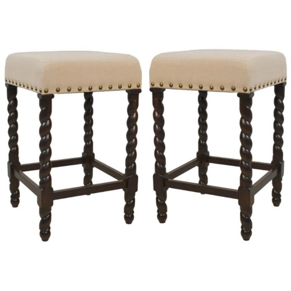 Home Square 24" Linen Counter Stool in Espresso Finish - Set of 2 ...