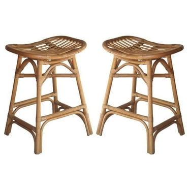 Home Square Rattan Wicker High Back Bar Stool in Dark Heathered Gray ...