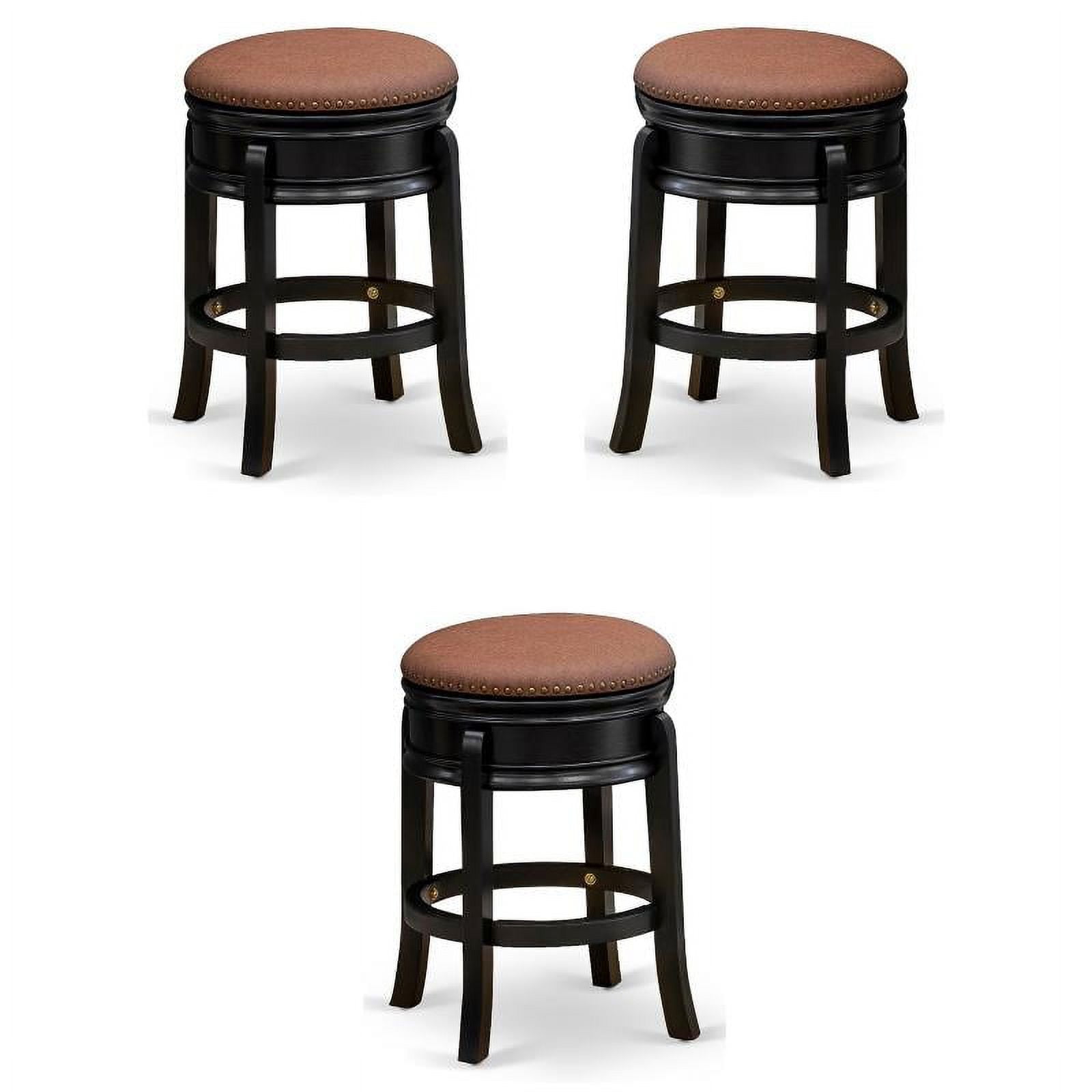 Home Square 24" Round Wood Backless Bar Stool in Black & Brown - Set of ...