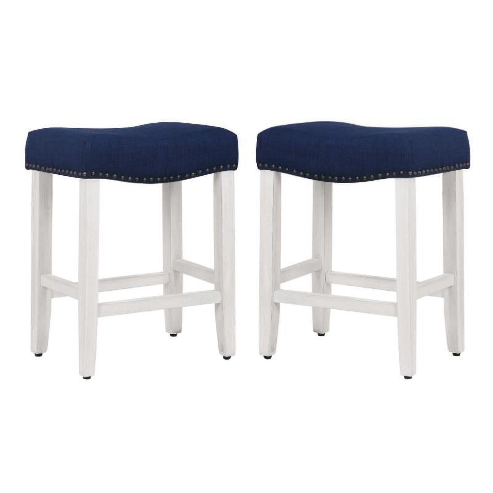 Home Square 24" Saddle Seat Counter Stool in Navy Blue - Set of 2 ...