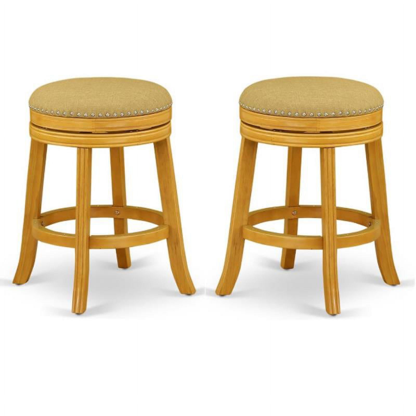 Home Square 24" Wood Backless Bar Stool in Vegas Gold & Oak - Set of 2 ...