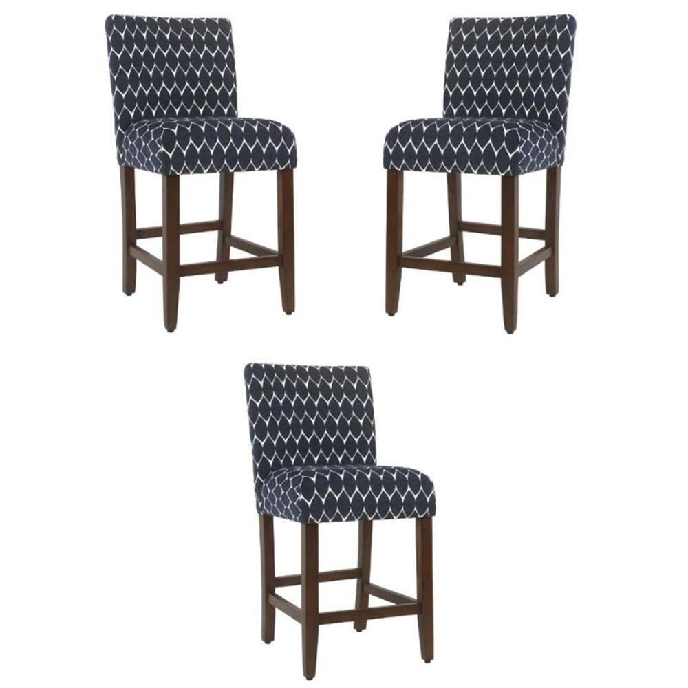 Home Square 24" Wood & Fabric Parsons Counter Stool in Textured Navy ...