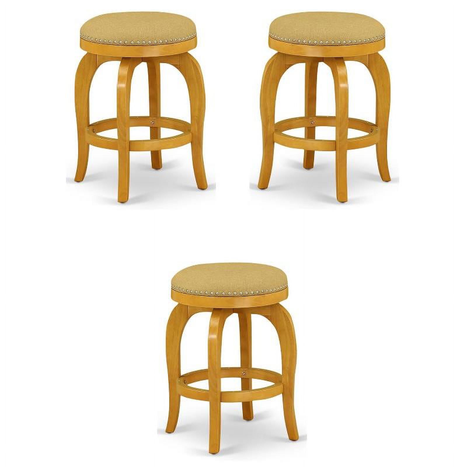 Home Square 24" Wood Swivel Backless Bar Stool in Vegas Gold & Oak ...