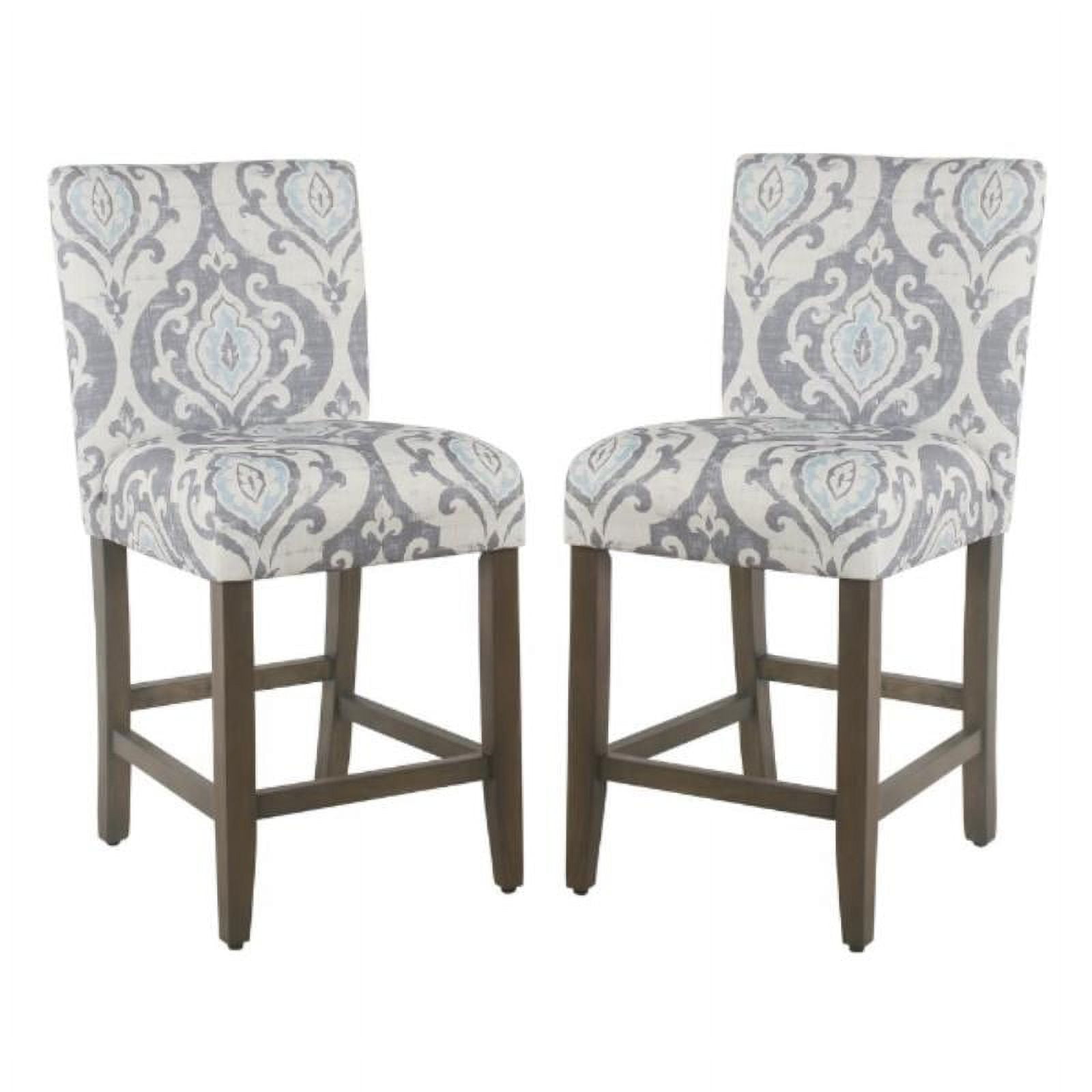 Home Square 24" Wood and Fabric Parsons Counter Stool in Suri Blue ...