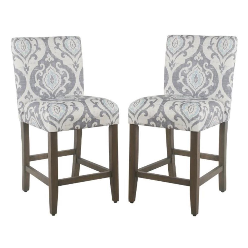 Home Square Upholstered Modern 24" Wood and Fabric Parsons Counter ...