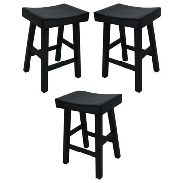 Home Square Wood Backless Counter Stool in White Finish - Set of 3 ...