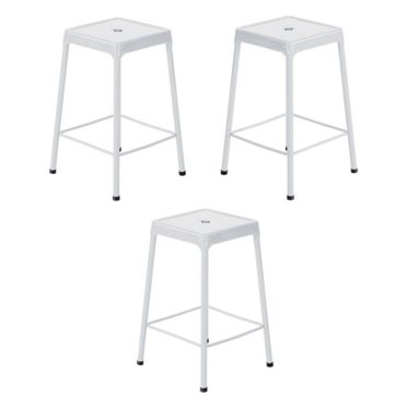 Home Square Wood Backless Counter Stool in White Finish - Set of 3 ...