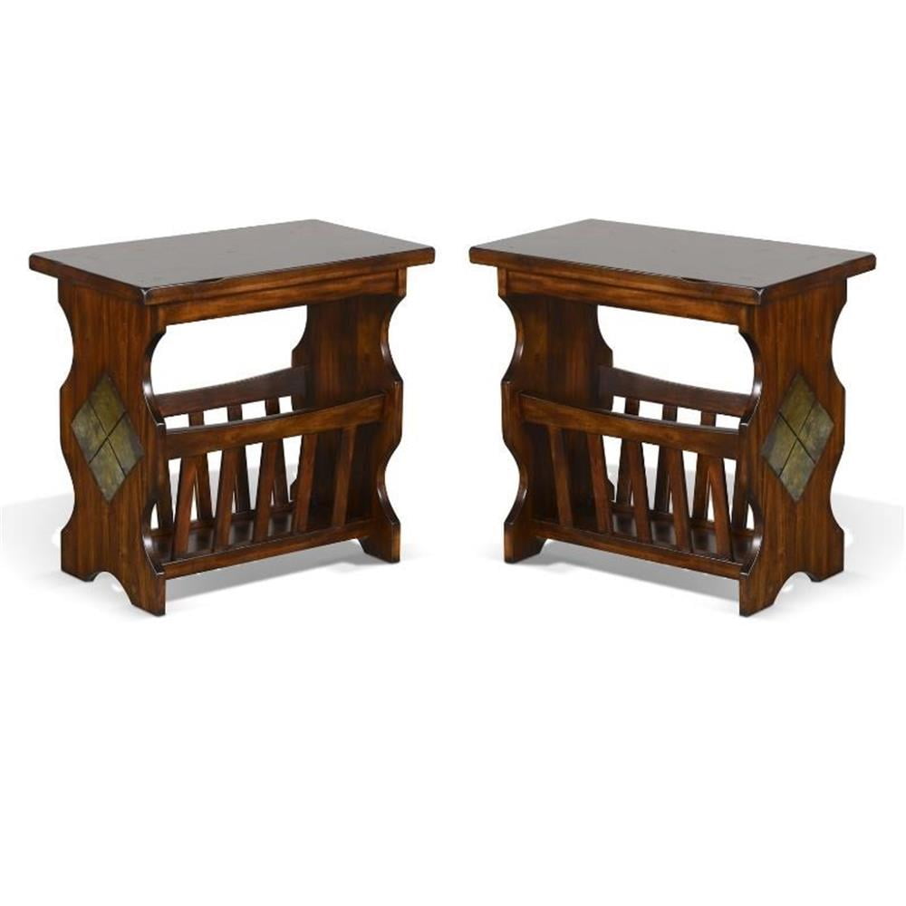 Home Square 25" Traditional Wood Magazine Table in Dark Chocolate - Set ...