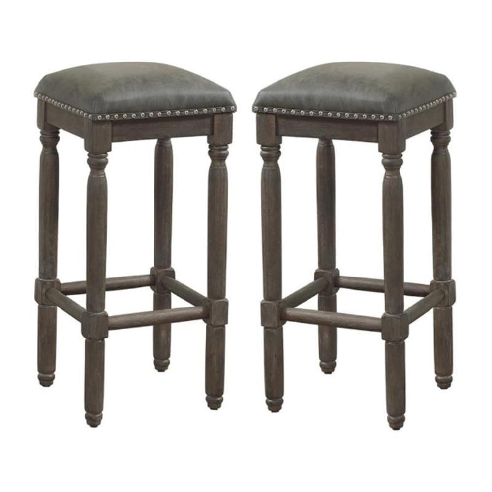 Home Square 26" Backless Counter Stool in Driftwood Gray - Set of 2 ...