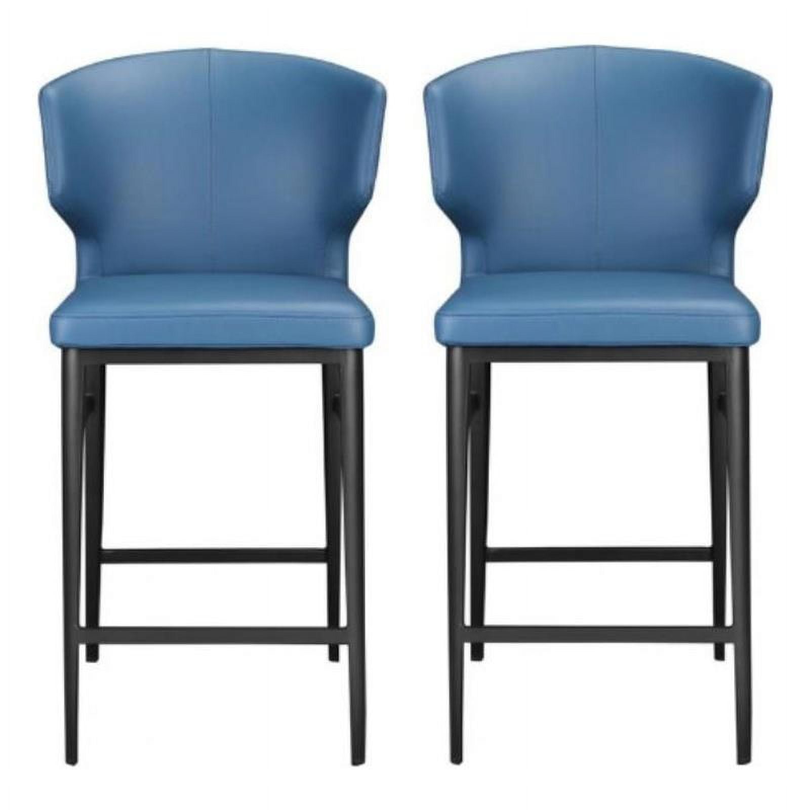 Home Square 26" Contemporary Counter Stool in Sky Blue - Set of 2 ...