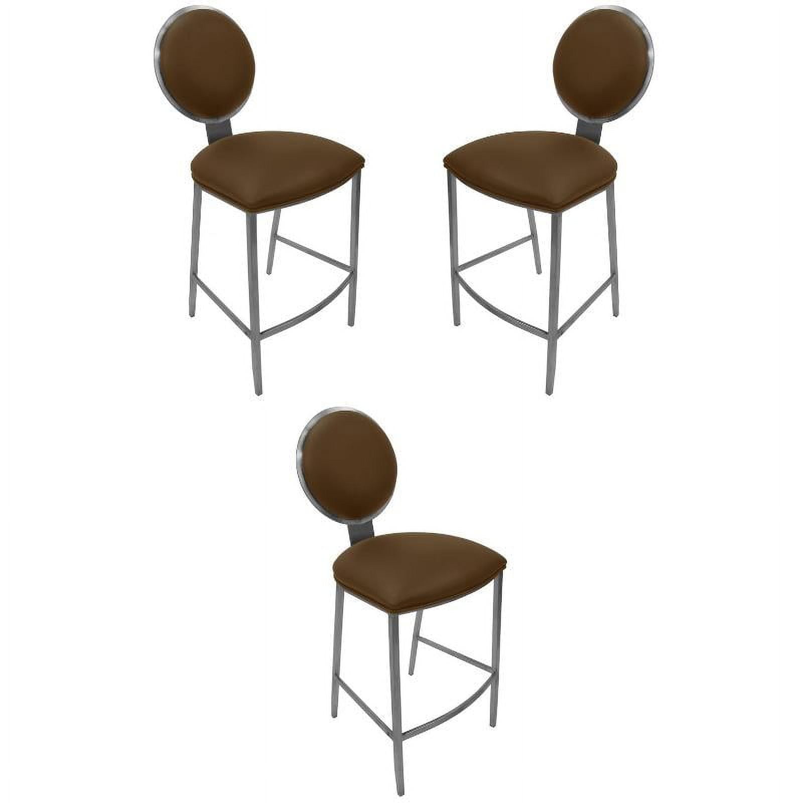 Home Square 26" Contemporary Stainless Steel Bar Stool in Brown - Set ...