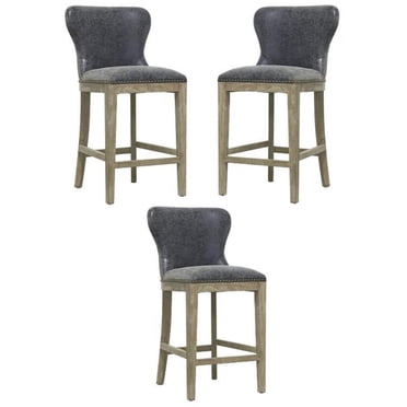 Home Square 27.5" Rope Counter Stool in Gray/Brown - Set of 3 - Walmart.com