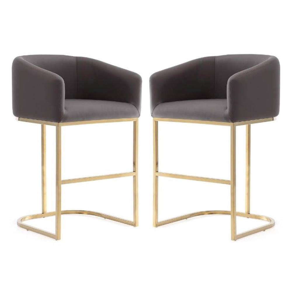 Home Square Set of 2 - 26" Faux Leather Upholstered Counter Stools in ...