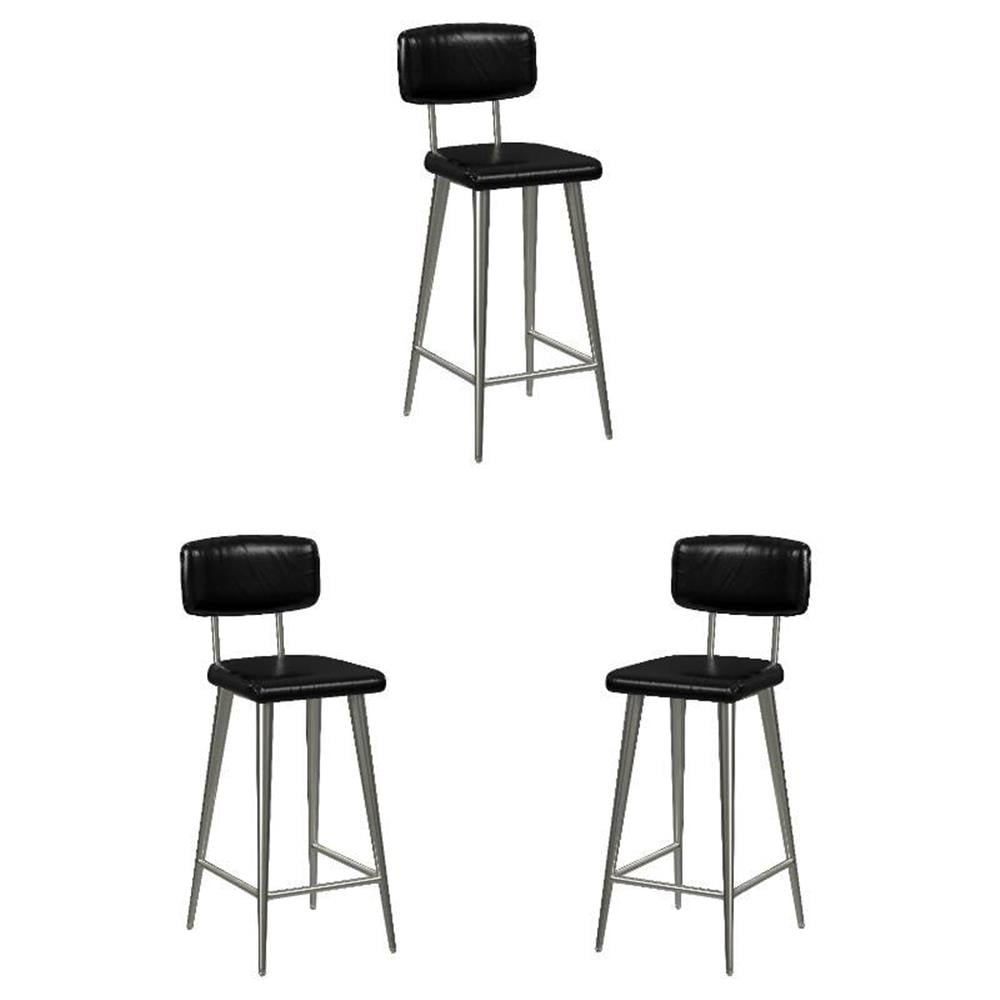 Home Square 26" Leather Rectangular Counter Stool in Black - Set of 3 ...