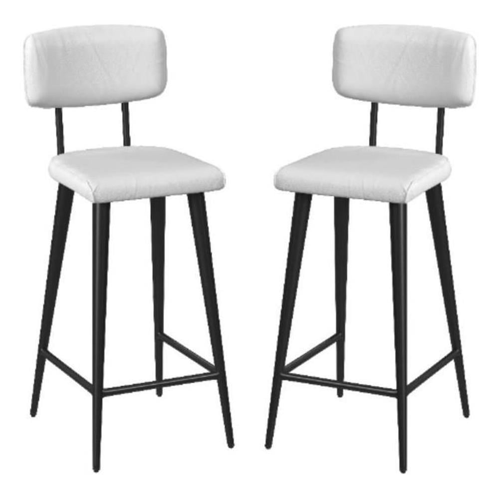 Home Square 26" Leather Rectangular Counter Stool in White - Set of 2 ...