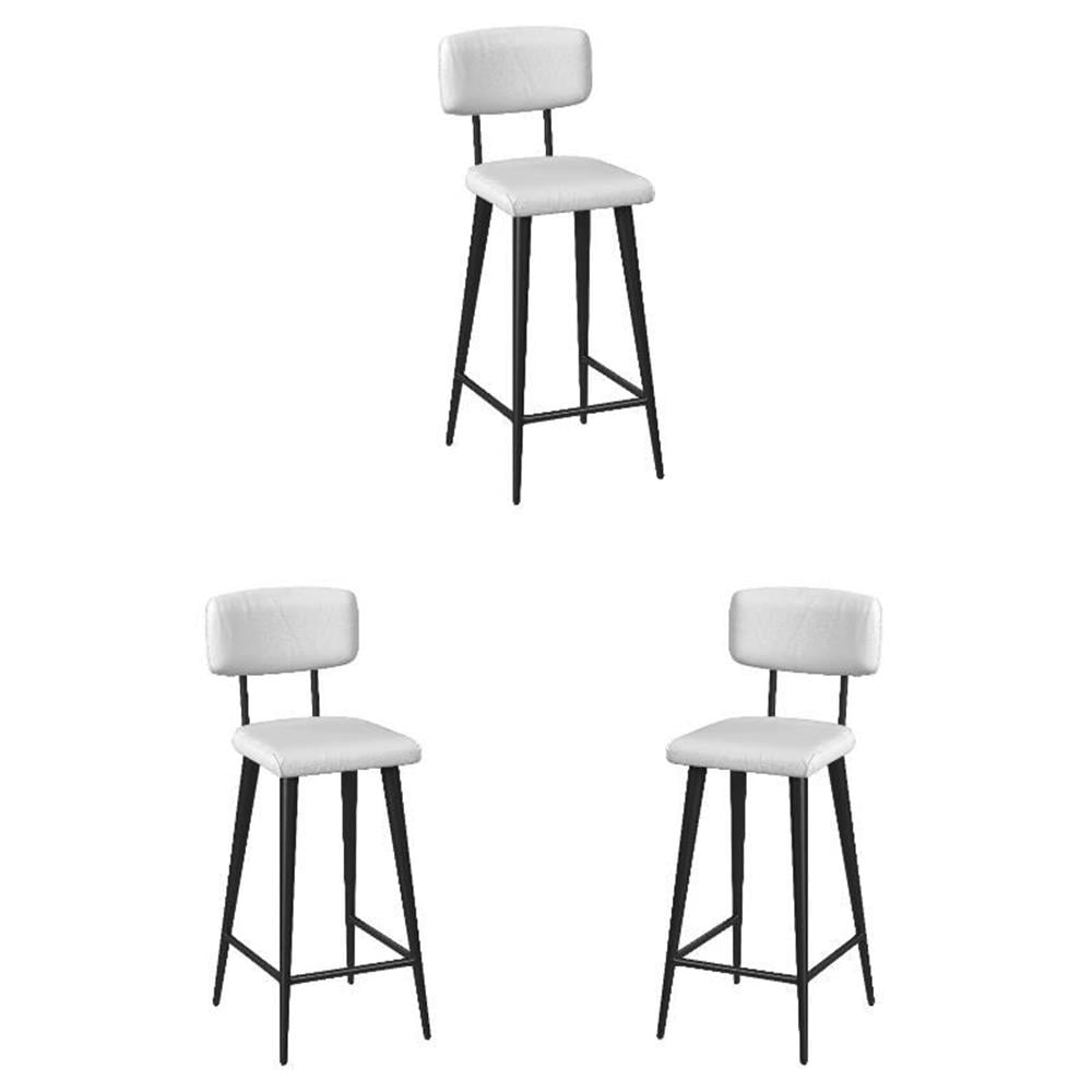 Home Square 26" Leather Rectangular Counter Stool in White - Set of 3 ...