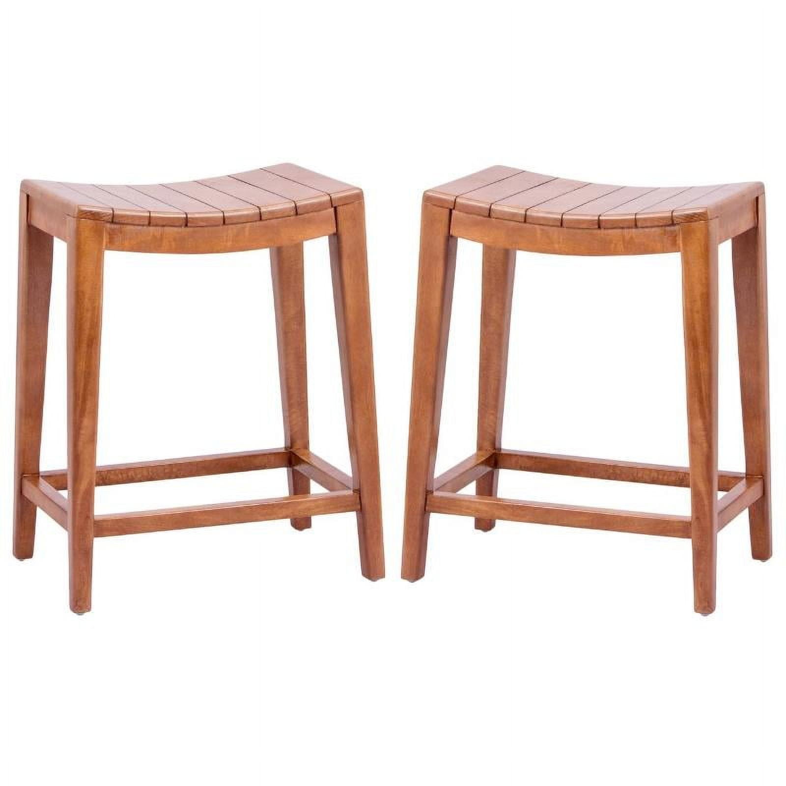 Home Square 26" Mango Wood Counter Stool in Brown/Amber - Set of 2 ...