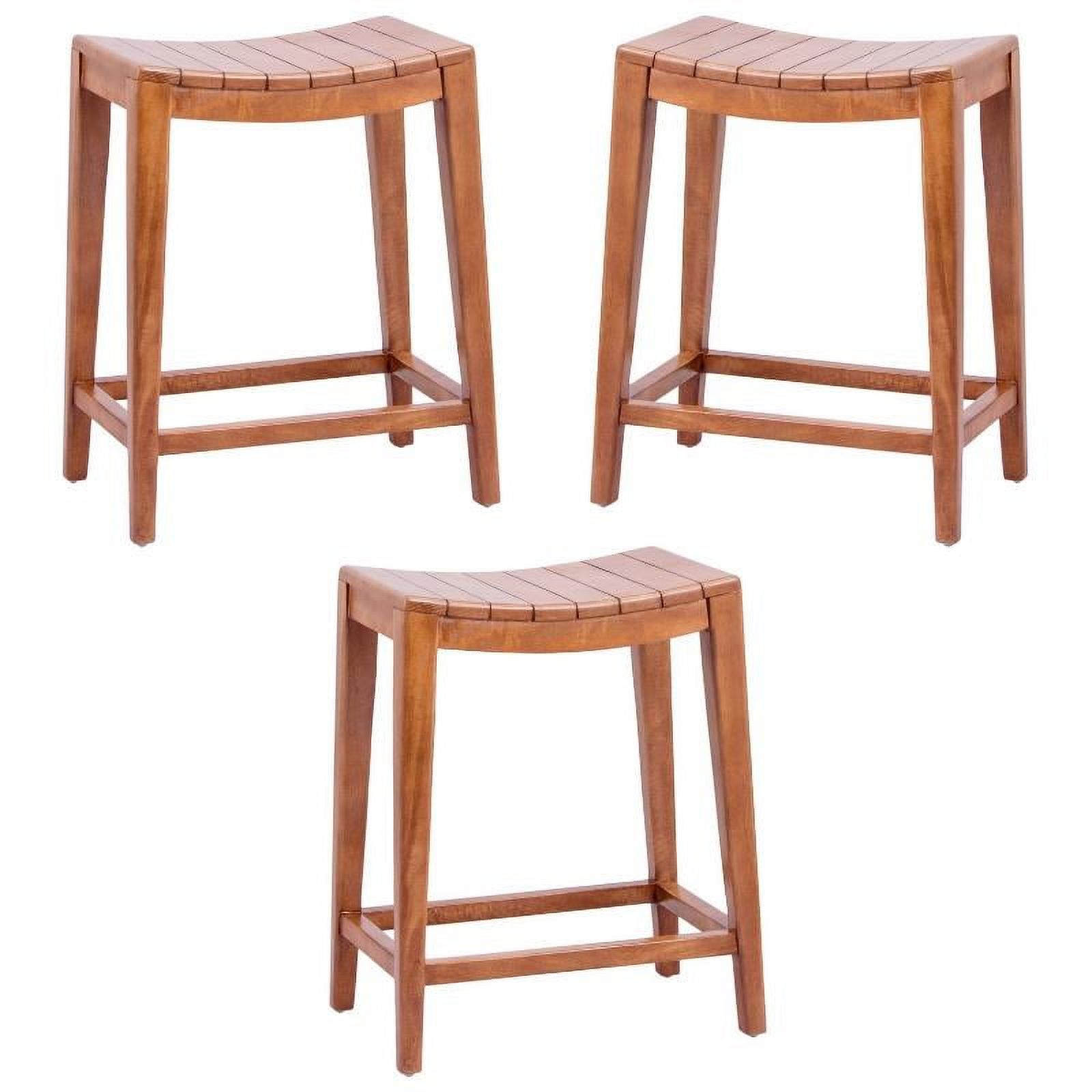 Home Square 26" Mango Wood Counter Stool in Brown/Amber - Set of 3 ...