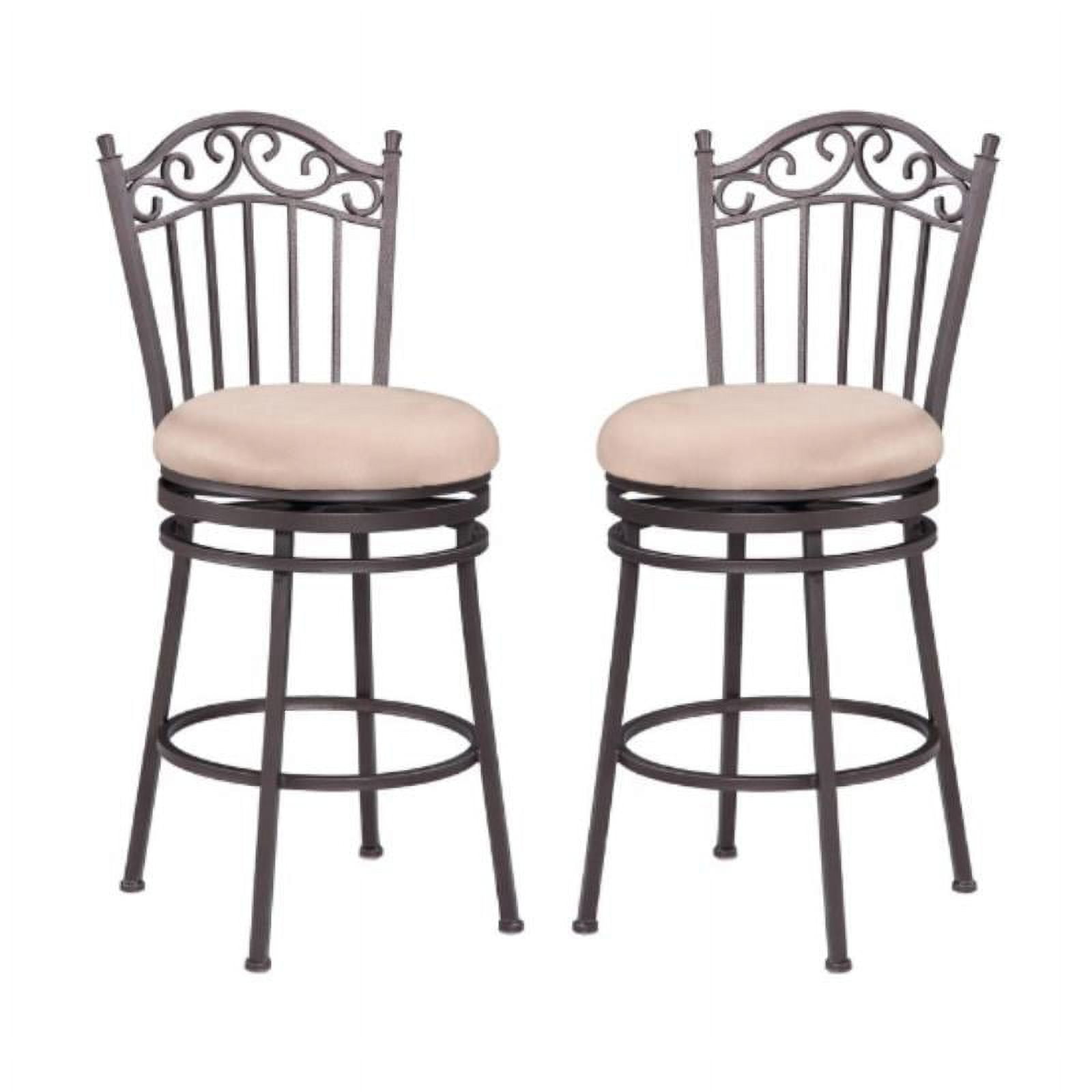 Home Square 26" Metal Memory Return Swivel Counter Stool in Brown - Set ...