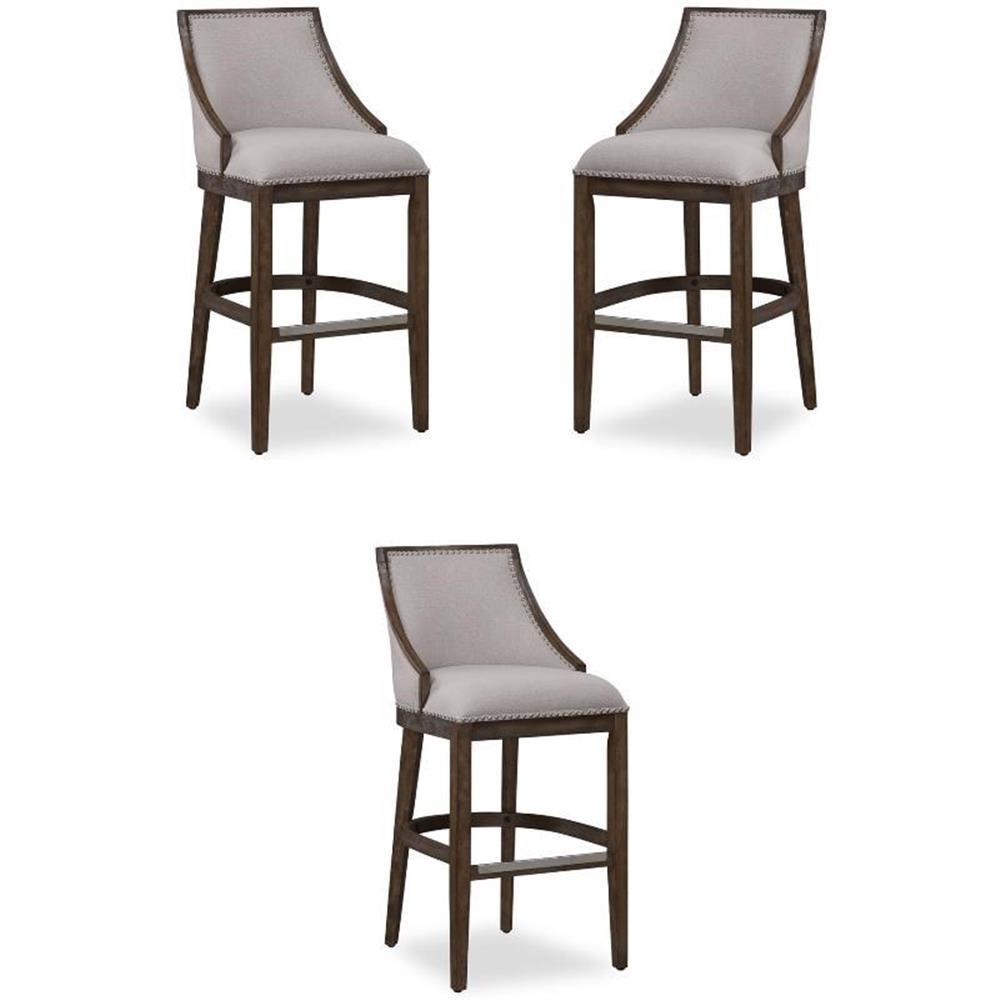 Home Square 26" Stationary Counter Stool in Drift Brown and Beige - Set ...