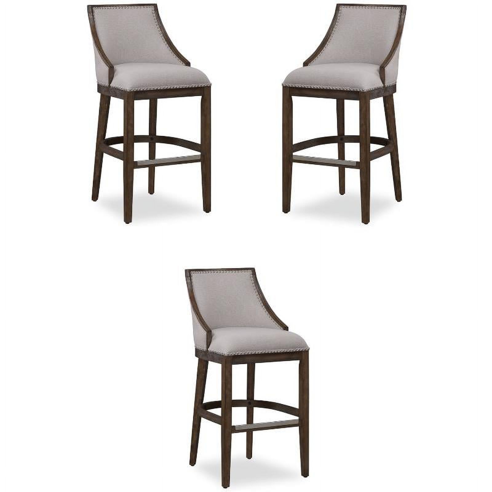 Home Square 26" Stationary Counter Stool in Drift Brown and Beige - Set ...