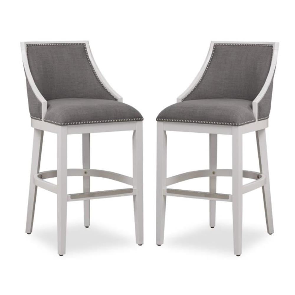 Home Square 26" Stationary Counter Stool in Off White and Gray - Set of ...