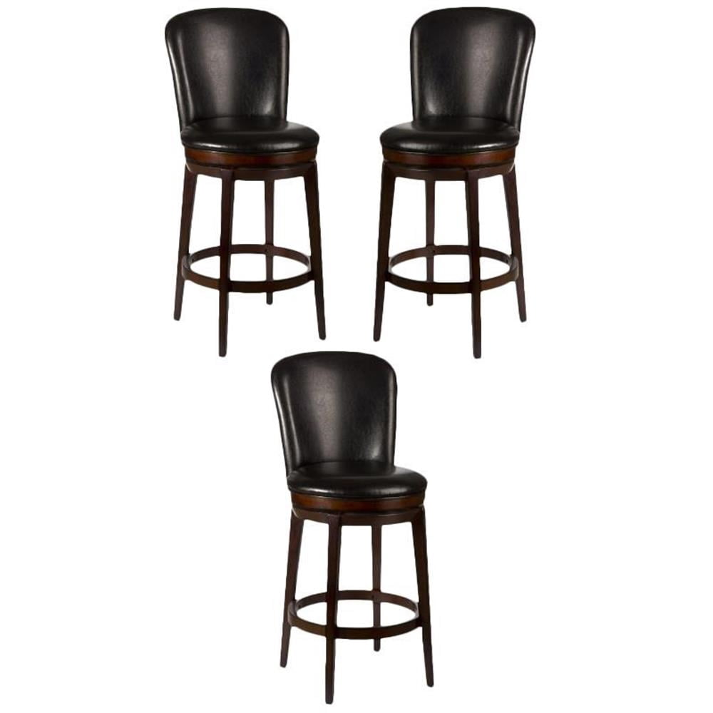 Home Square 26" Swivel Counter Stool in Dark Brown Cherry - Set of 3 ...