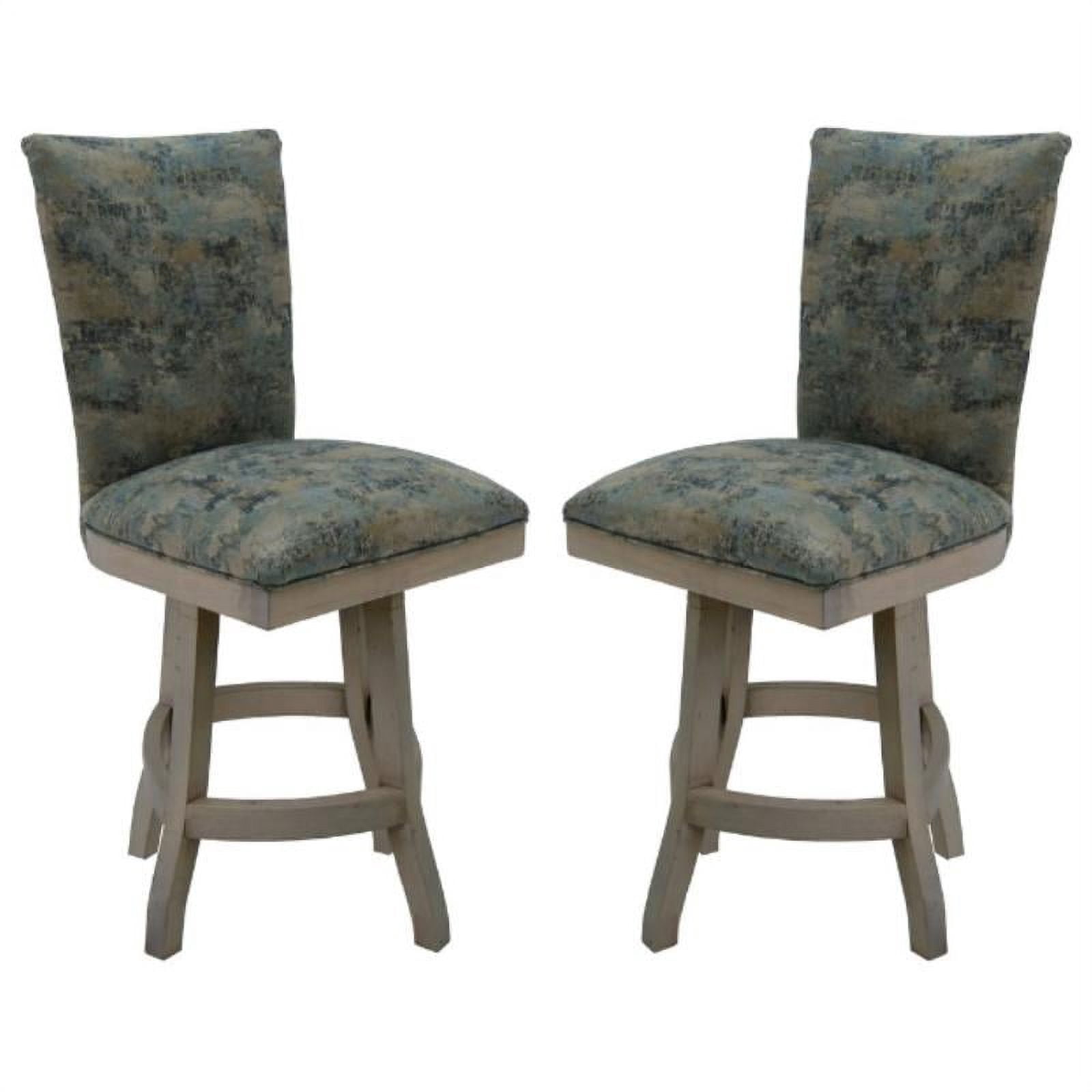 Home Square 26" Swivel Solid Wood Counter Stool in Poet Sky Blue - Set ...