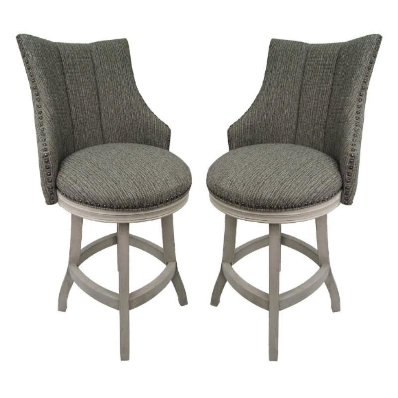 Home Square 26" Swivel Solid Wood Counter Stool in Smoke Gray - Set of ...