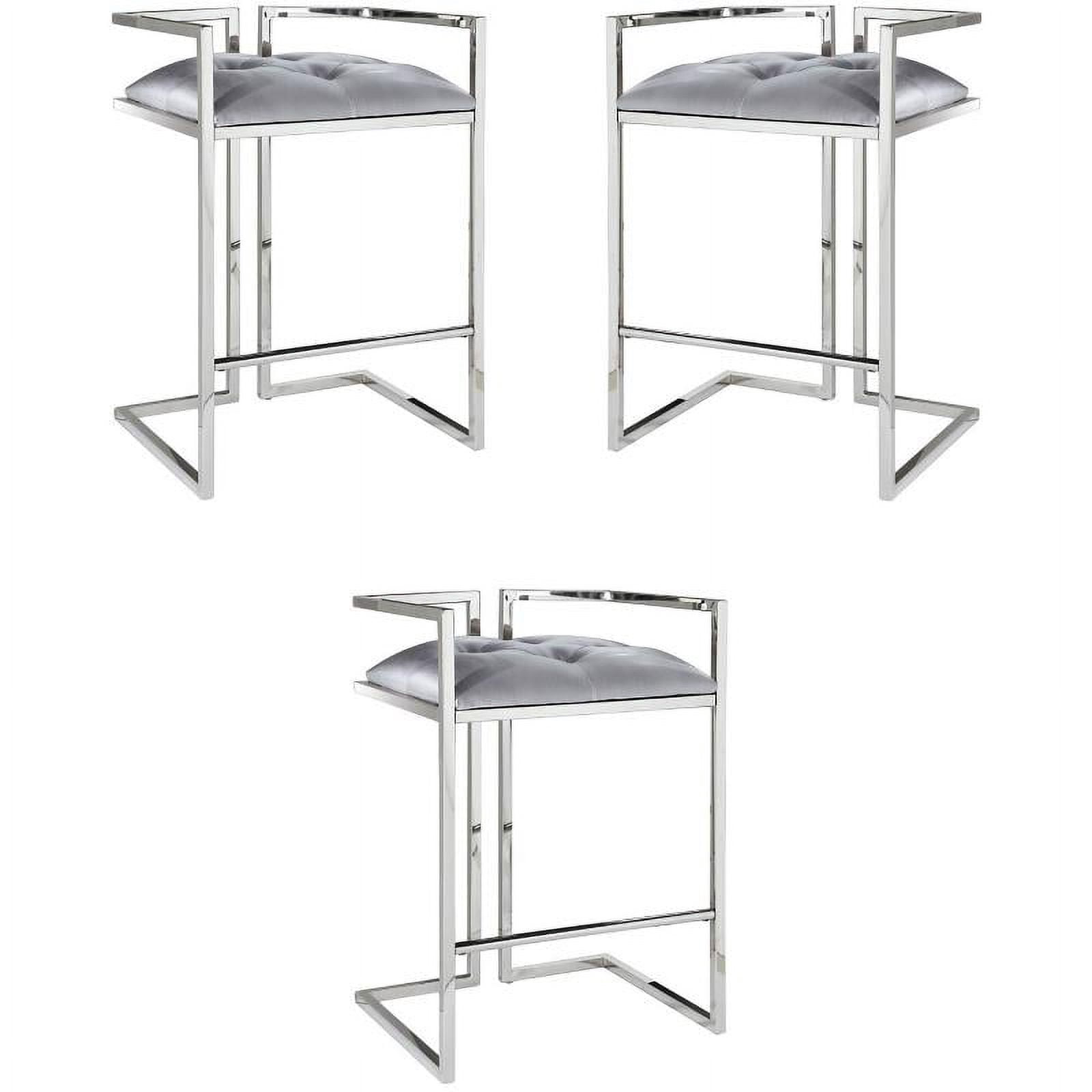 Home Square 26" Transitional Satin Seat Counter Stool in Silver - Set ...
