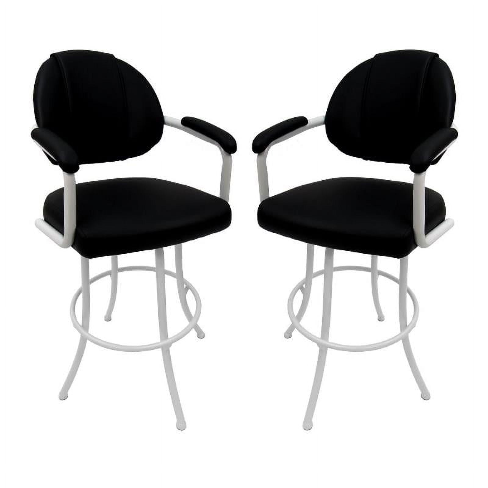 Home Square 26" Vinyl Swivel Counter Stool in Black and White Finish ...