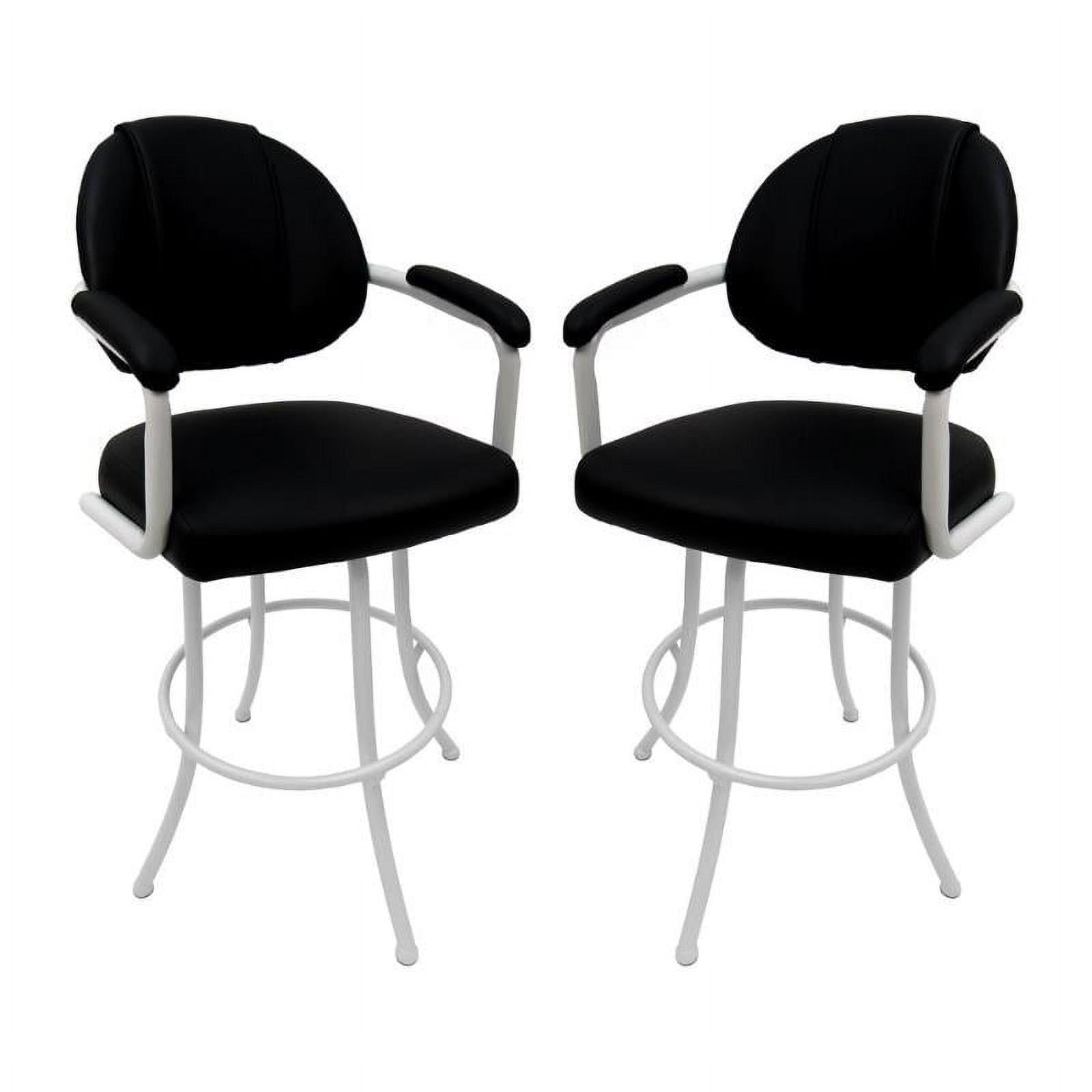 Home Square 26" Vinyl Swivel Counter Stool in Black and White - Set of ...