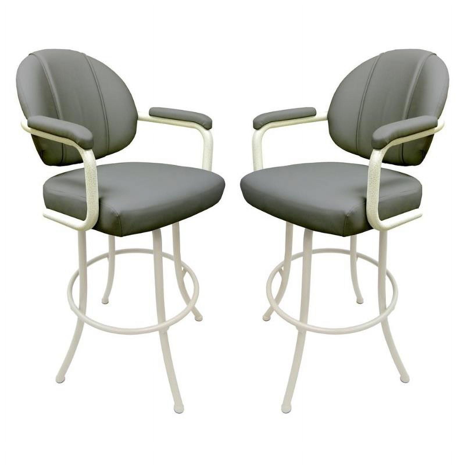 Home Square 26" Vinyl Swivel Counter Stool in Gray and White - Set of 2 ...