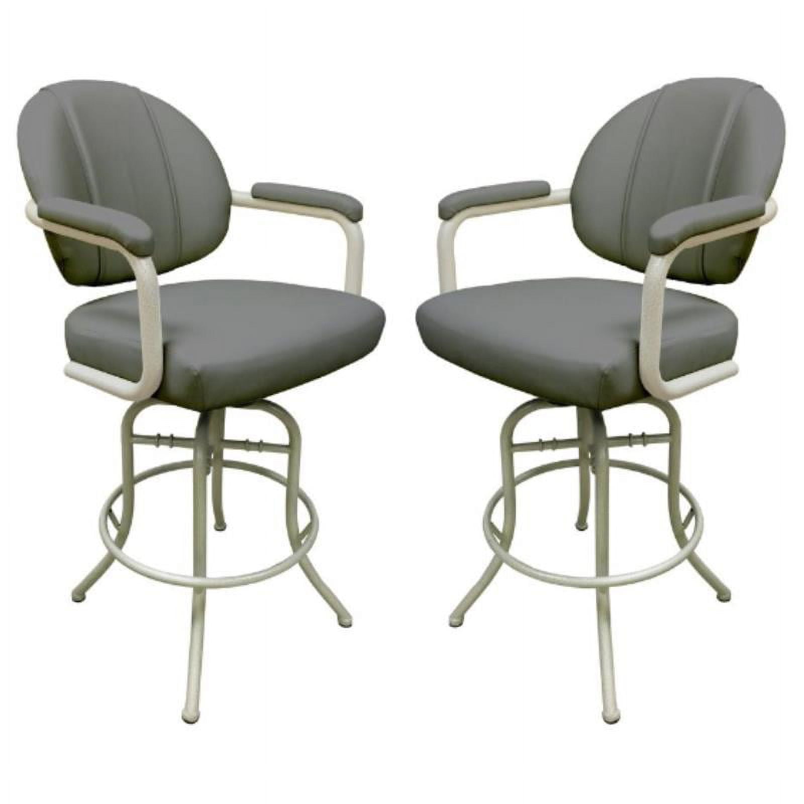 Home Square 26" Vinyl Swivel Tilt Counter Stool in Gray and Beige - Set ...