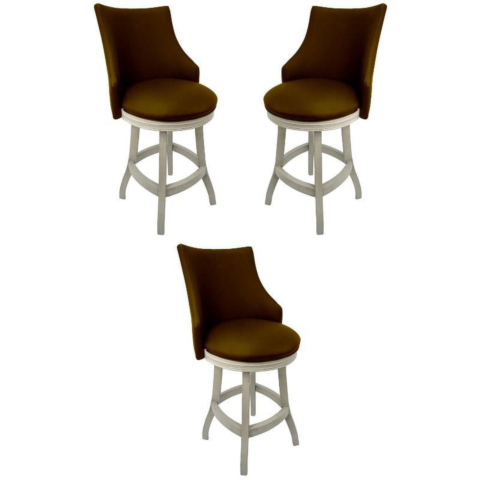 Home Square 26" Wood Counter Stool in Brown & White - Set of 3 ...