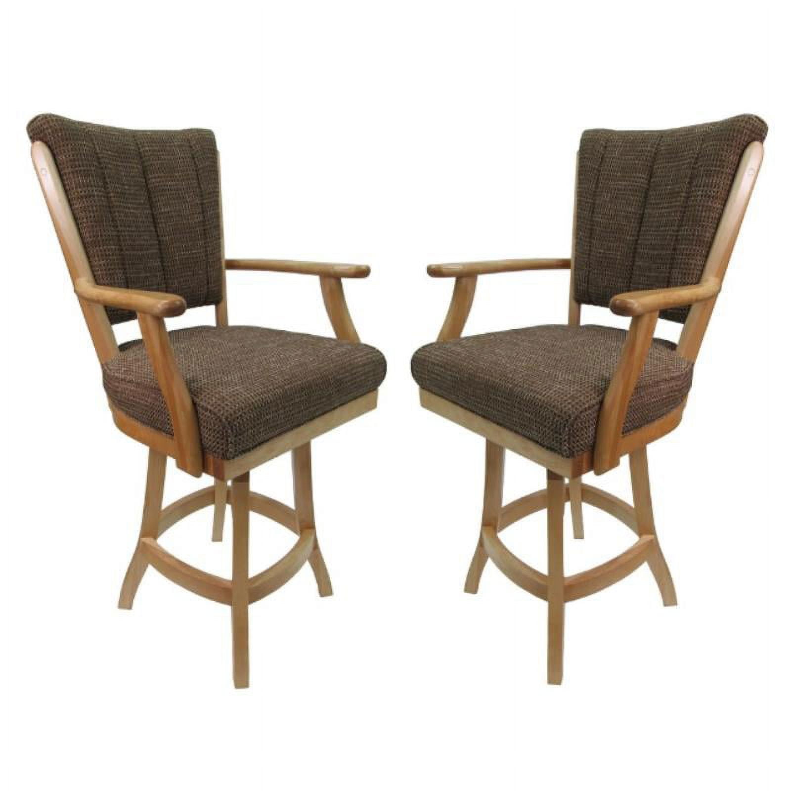 Home Square 26" Wood Counter Stool in Checkered & Natural Oak - Set of ...