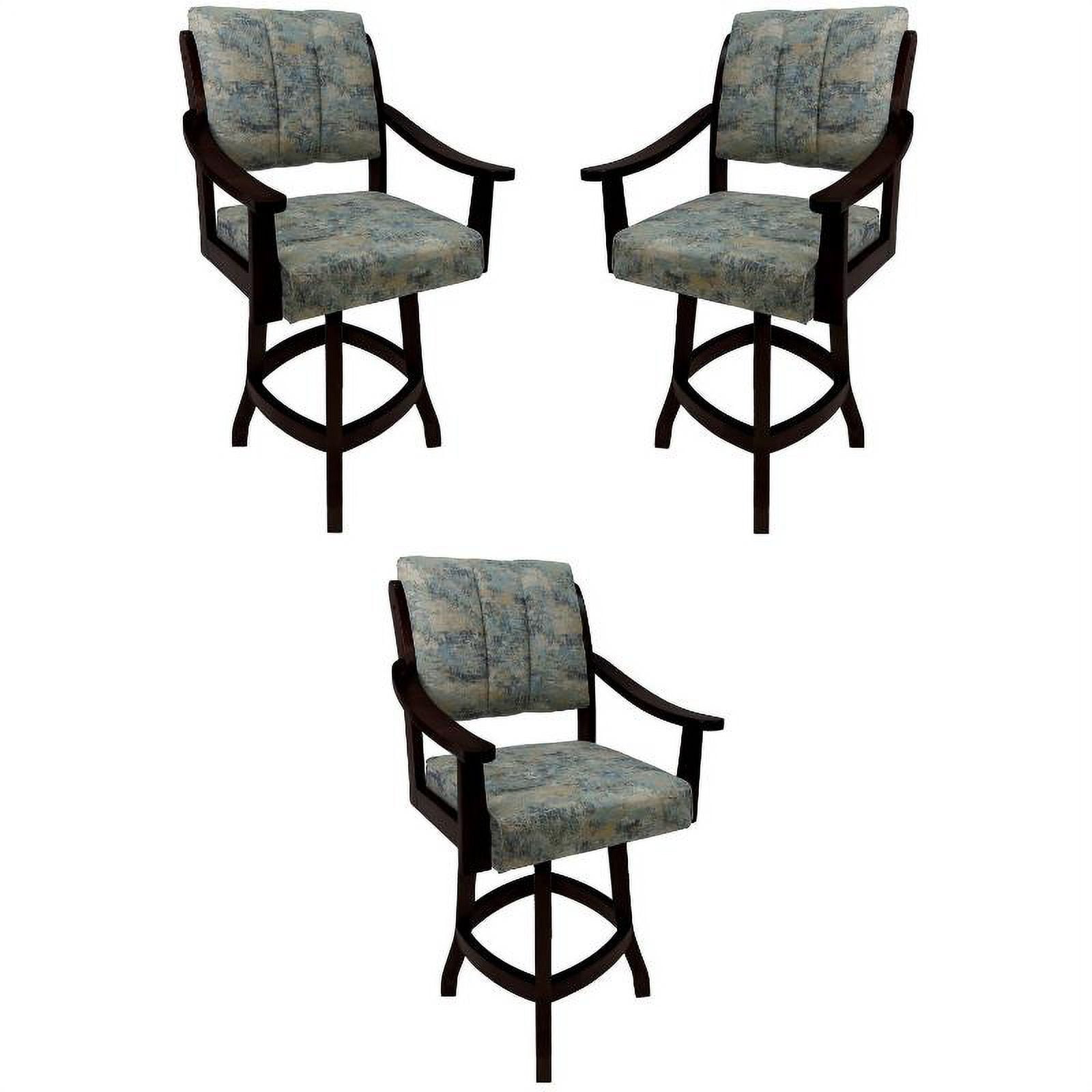 Home Square 26" Wood Counter Stool in Poet Sky Blue & Black - Set of 3 ...