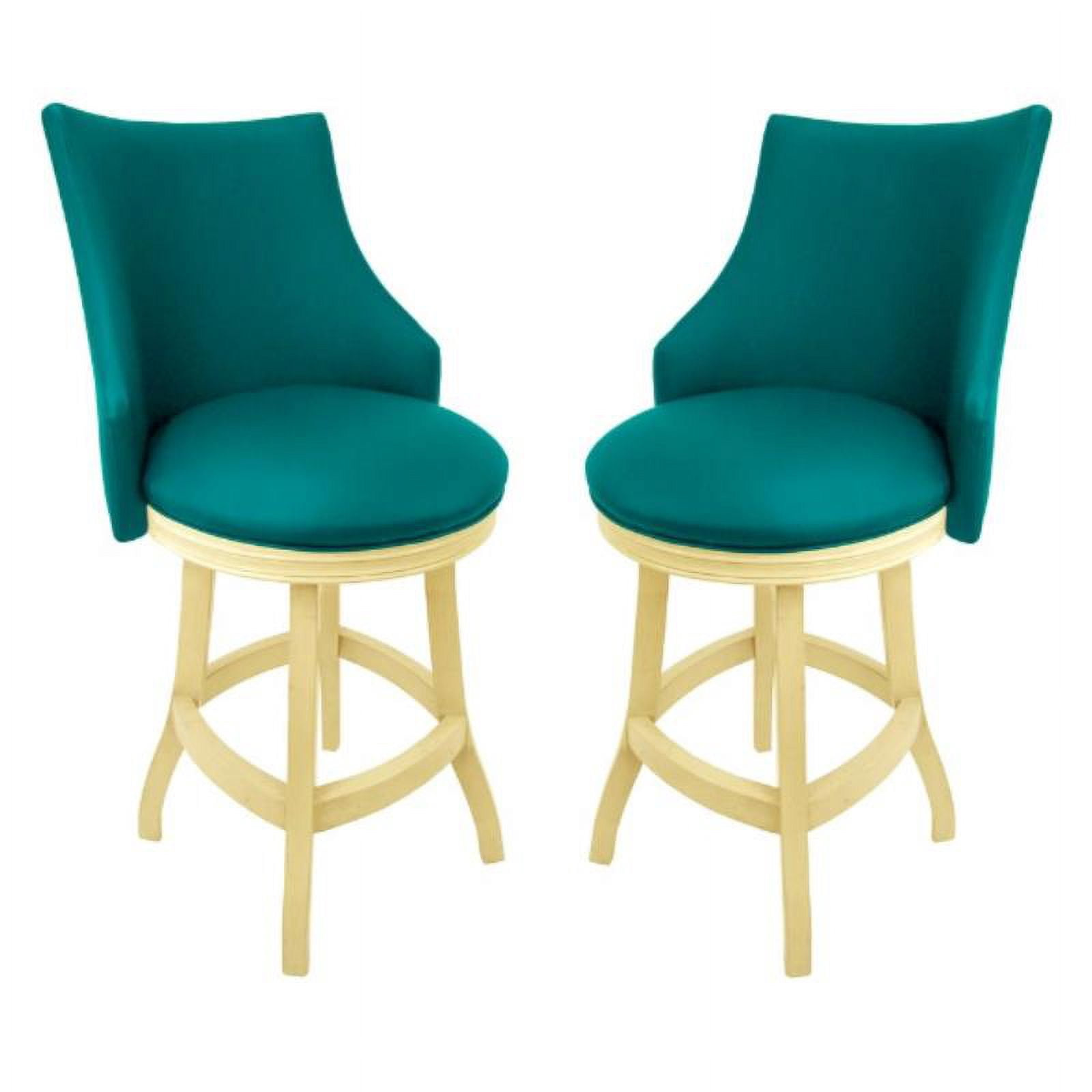 Home Square 26" Wood Counter Stool in Teal Blue & Beige - Set of 2 ...